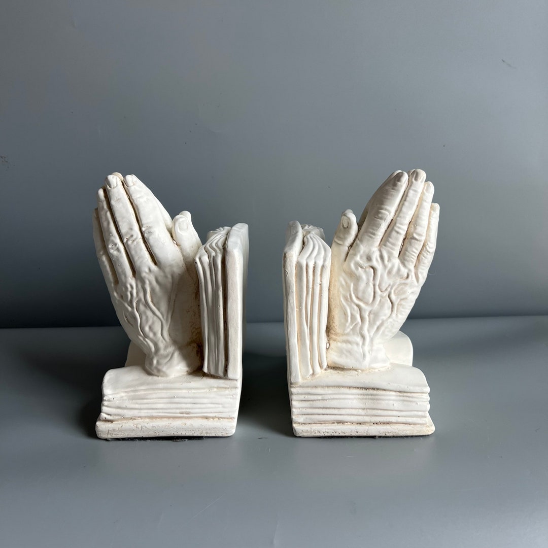 Vintage Bookends 1960s Praying Hands With Bible - Etsy