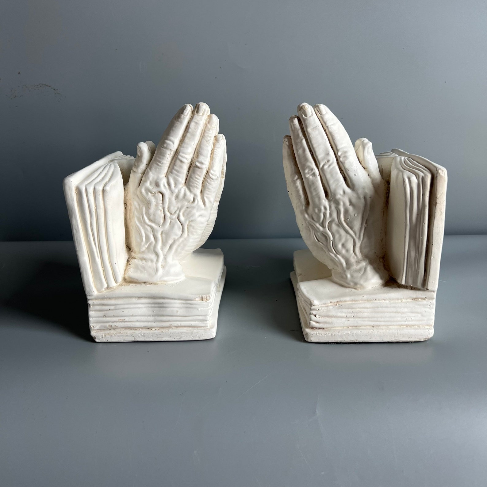 Vintage Bookends 1960s Praying Hands With Bible | Etsy