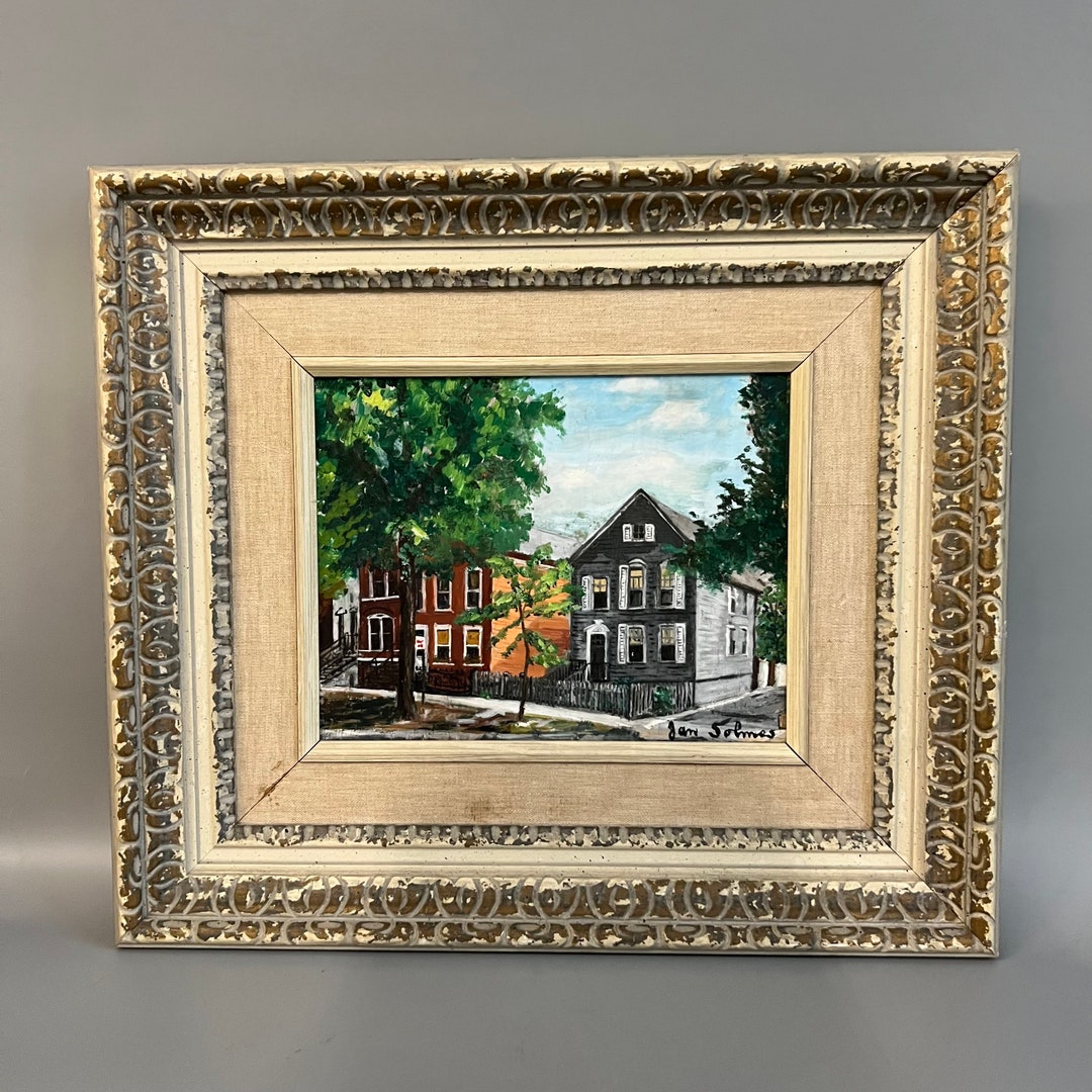 MCM Frame Wall Art Small Town Streets Landscape 17" X 15" Holds 10" X 8 ...