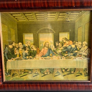 Antique Lithograph Last Supper Early 1900s Frame 16" X 20" by James Lee ...