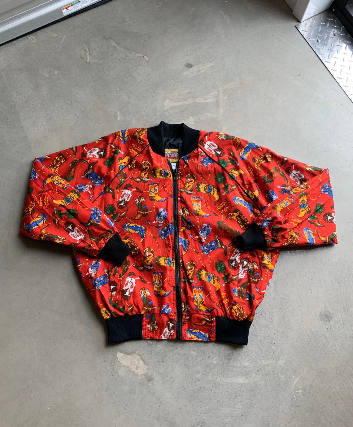 1980s Red Western Jacket With Fancy Cowboy Boots Over Size | Etsy