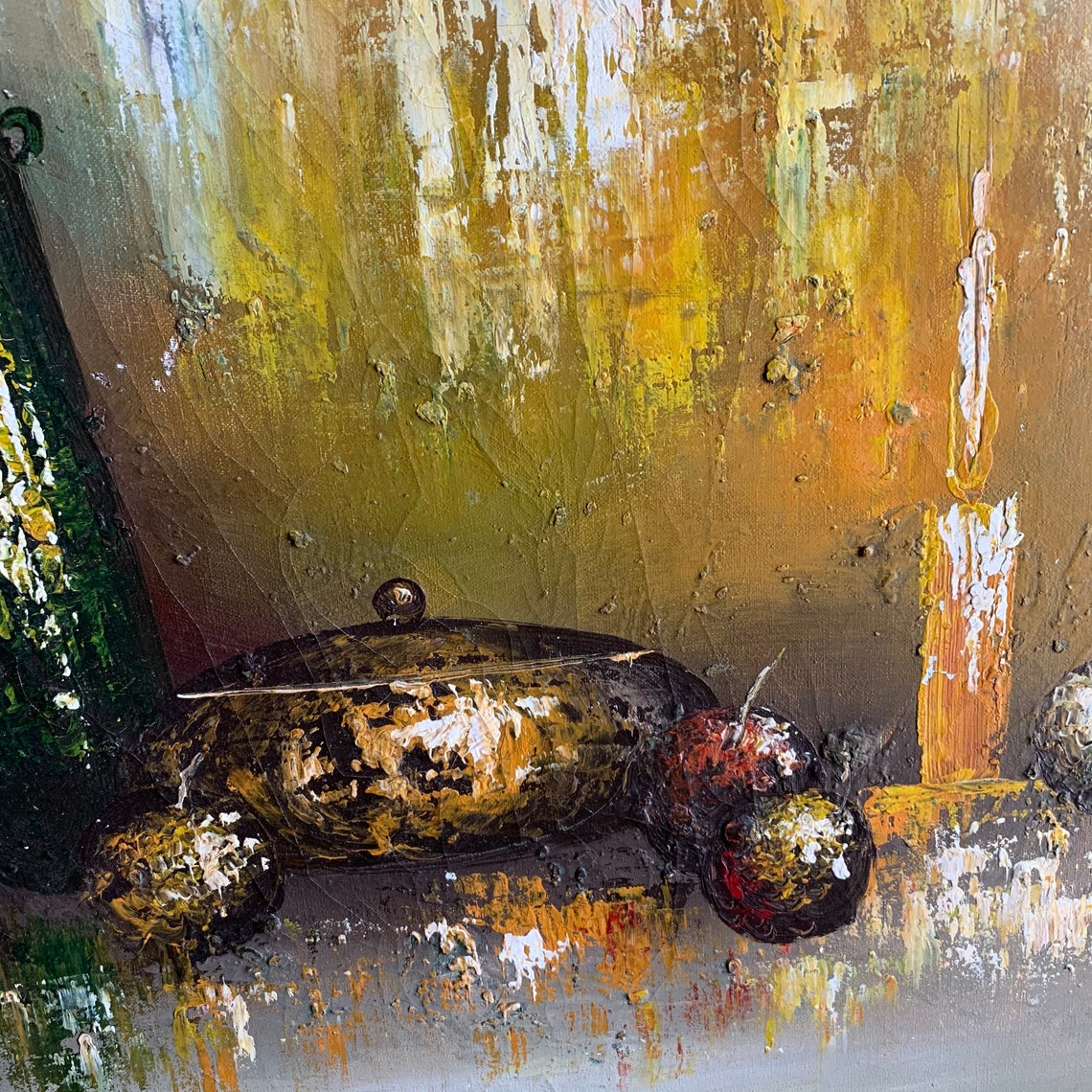 Mid Century Mod Art MCM Painting Still Life 24 x 20 Blue and | Etsy