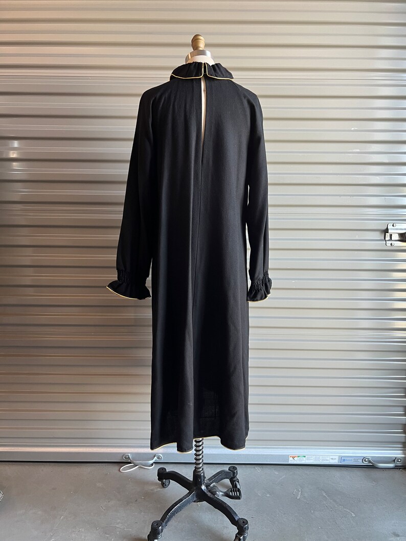 1980s Koos Tunic Black Wool With Decorated Front Ruffle Collar Side ...