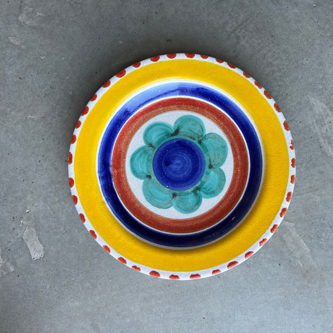 Desimone Plate Italian Art Pottery Colorful Abstract Flower 10" Plate ...
