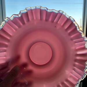 Vintage Fenton Pink and White Silvercrest 11" Bowl With Ruffle Lip - Etsy