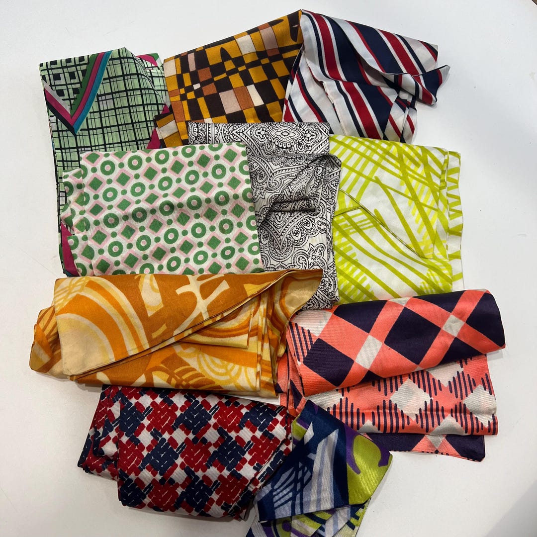 Vintage Neck Scarf Lot of 10 1960s 1970s Long Skinny Scarves ...