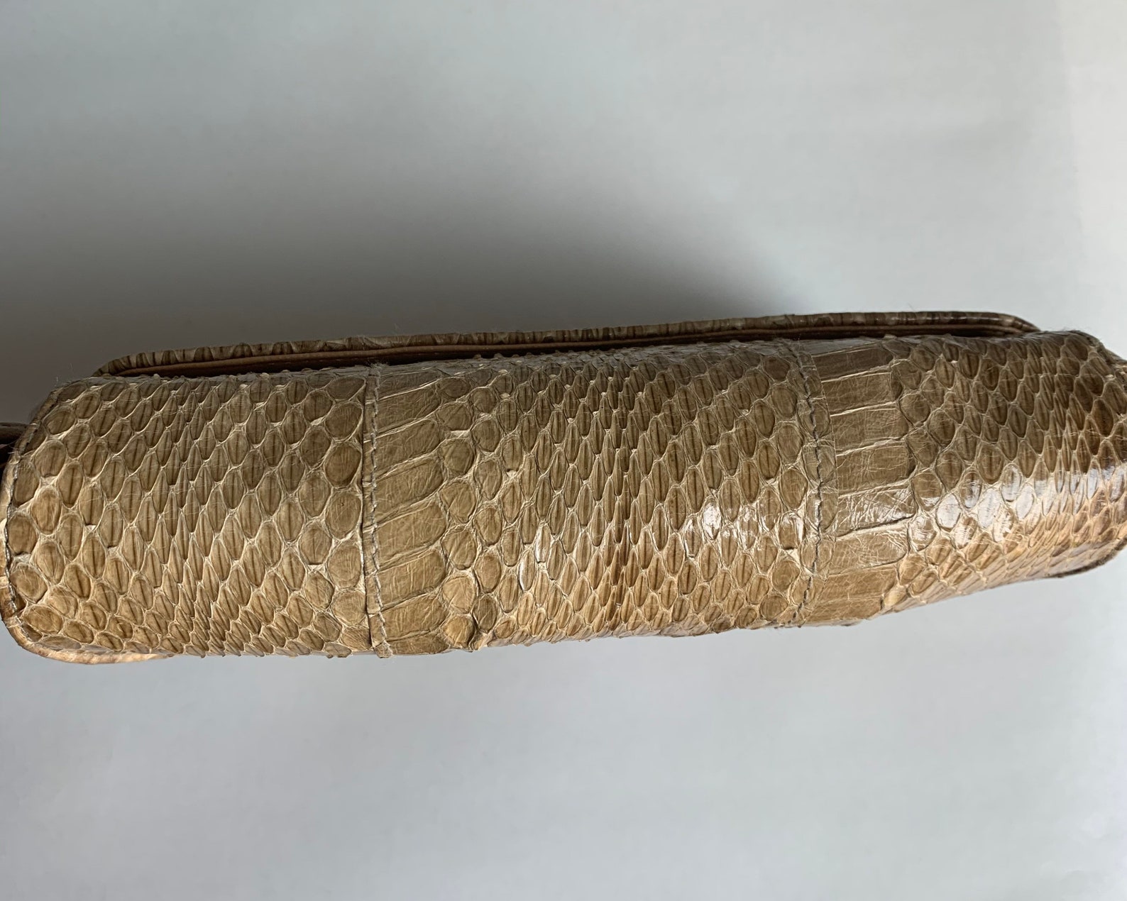 1980s Snake Skin Clutch With Shoulder Strap Brown by Clemente - Etsy
