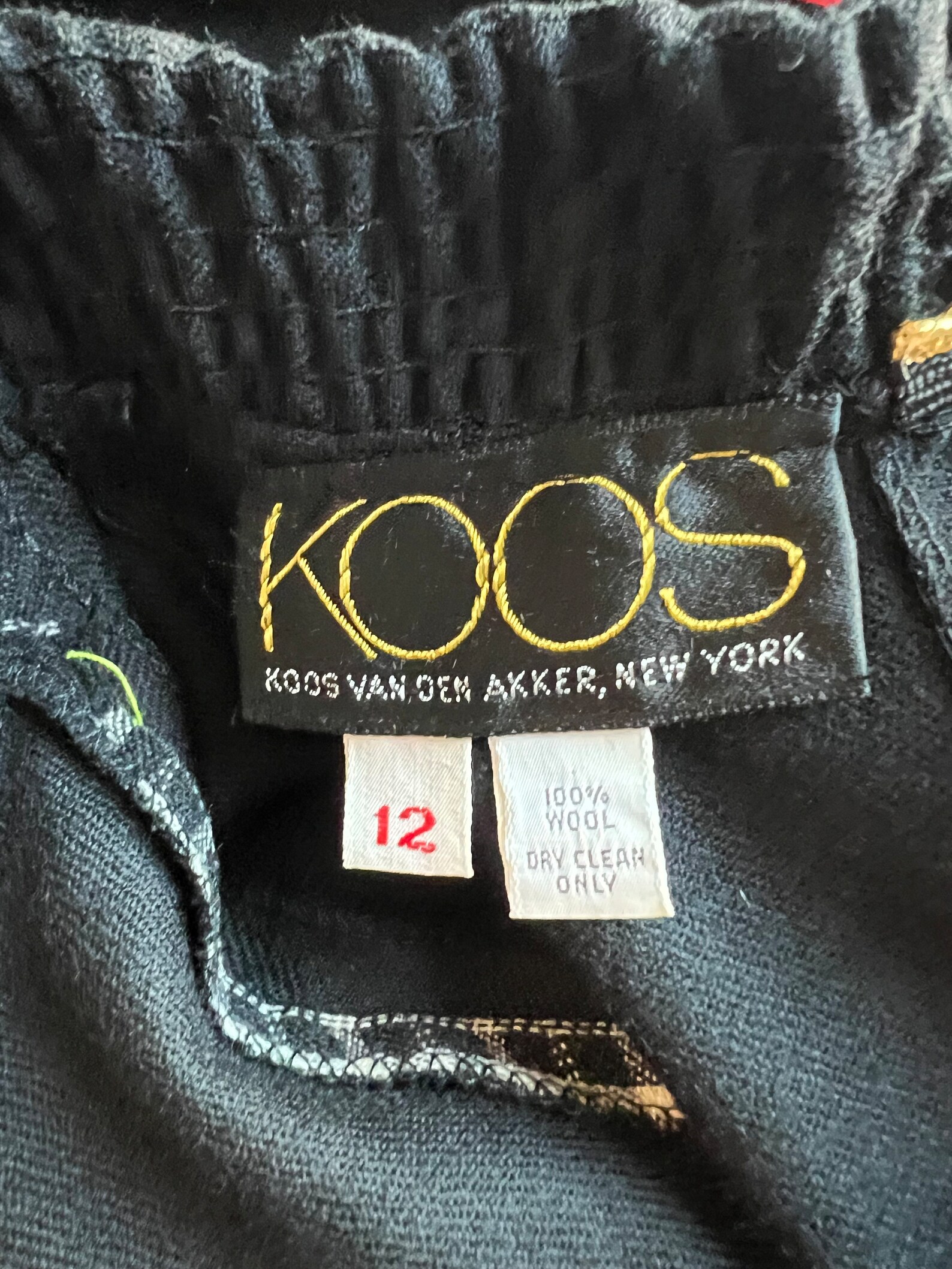 1980s Koos Tunic Black Wool With Decorated Front Ruffle Collar Side ...