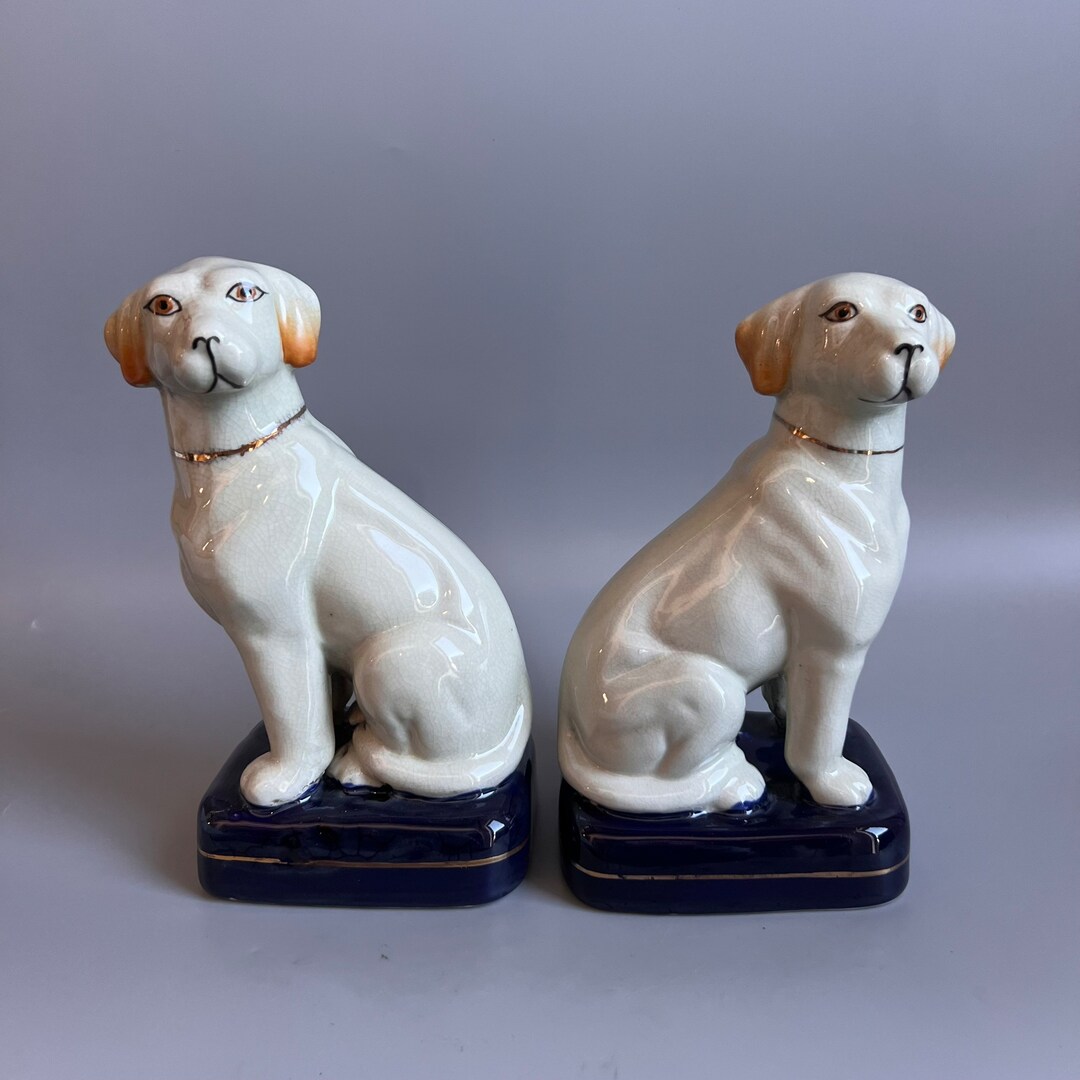 Staffordshire Dogs Pair Reproduction Labrador Figurines Man Cave Decor ...