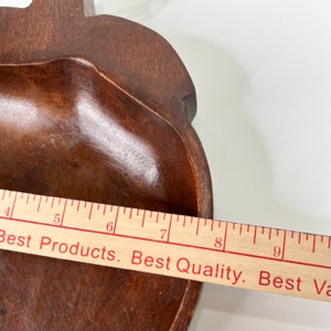 Vintage Wood Bowl With Acorn Shape Walnut Wood Leather Hanging Loop 11 ...