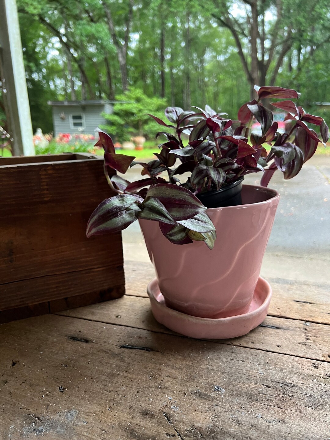 Vintage Pink Planter Pot Stoneware Type Pottery With Attached Saucer 7 ...