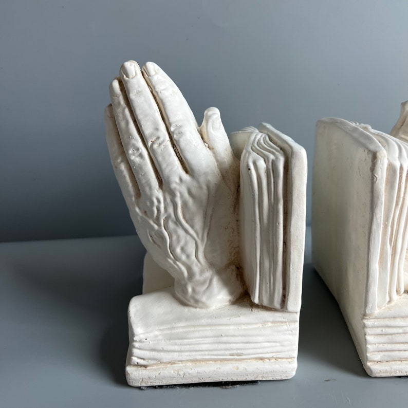 Vintage Bookends 1960s Praying Hands With Bible - Etsy
