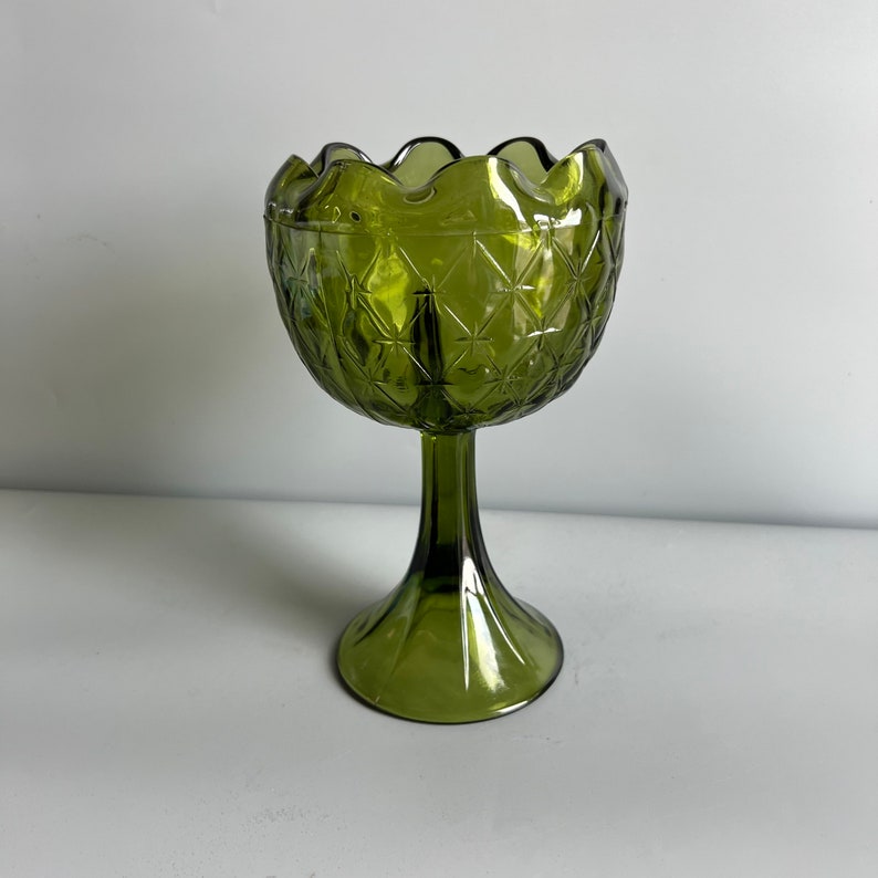 Green Glass Compote or Vase or Dish With Pedestal Foot - Etsy