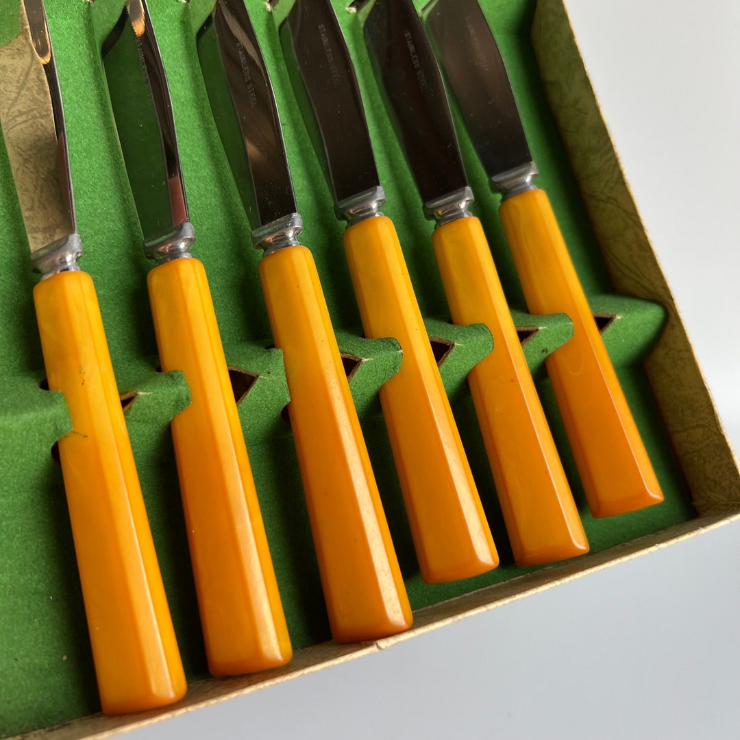 Stainless Steak Knife Set With Bakelite Handles - Etsy