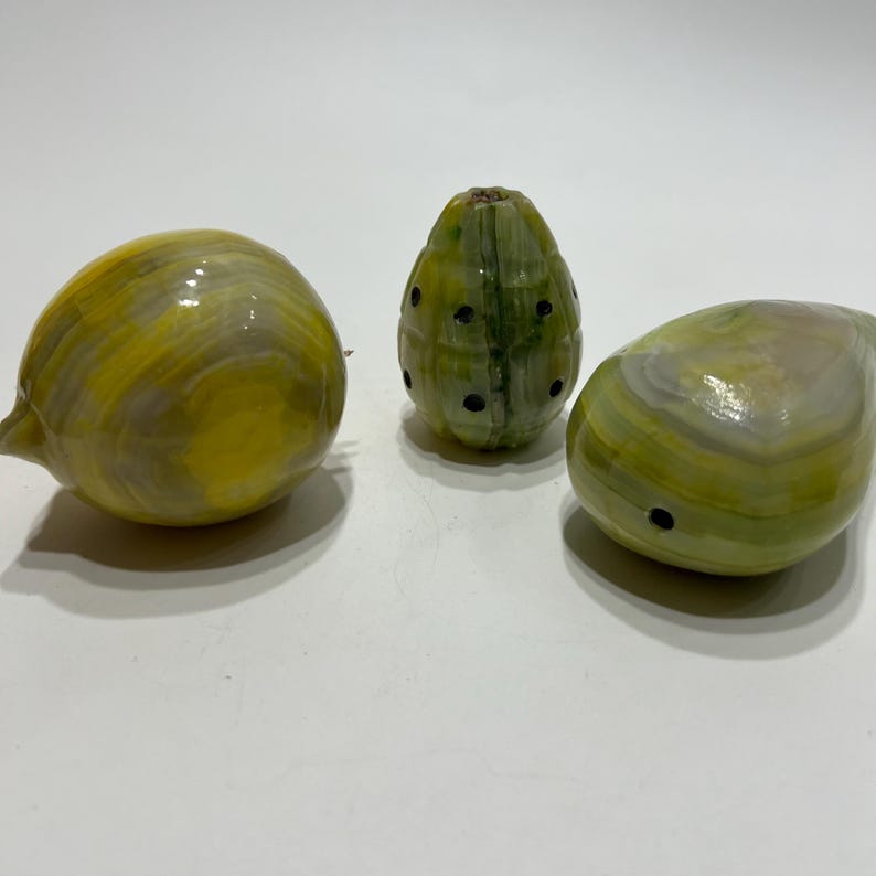 Vintage Fruit Alabaster Italian Marble Fruit 3 Piece Mixed Set Peach ...