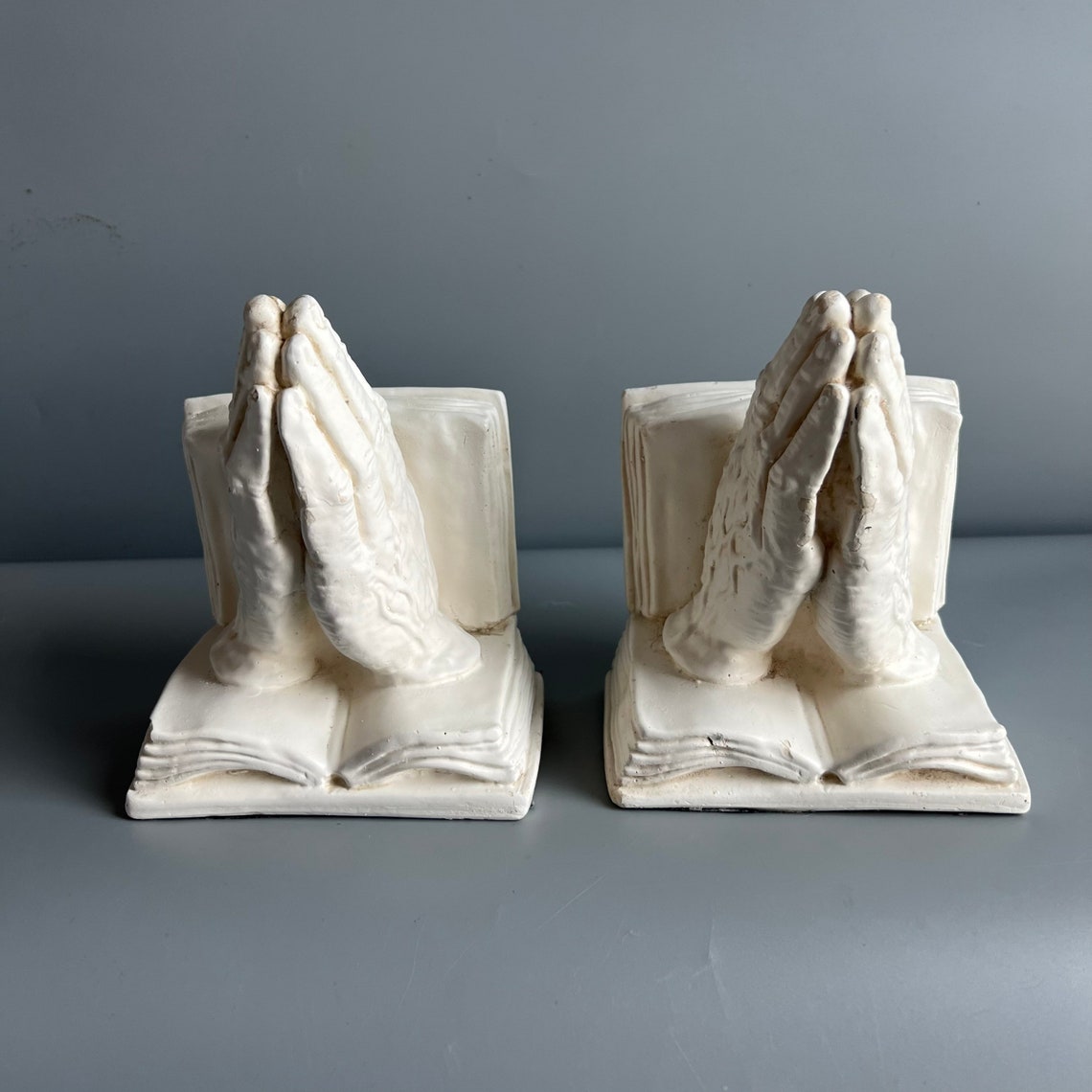 Vintage Bookends 1960s Praying Hands With Bible | Etsy