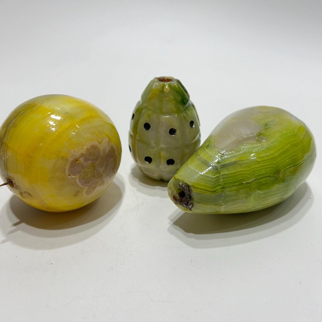 Vintage Fruit Alabaster Italian Marble Fruit 3 Piece Mixed Set Peach ...