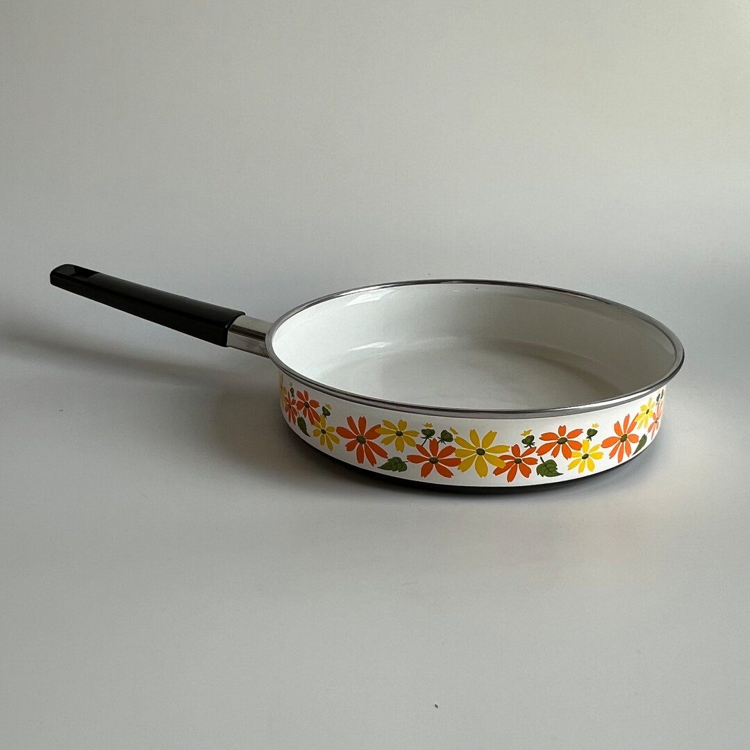 Vintage Ekco Country Garden 10" Fry Pan Floral Porcelain Clad Cookware ...