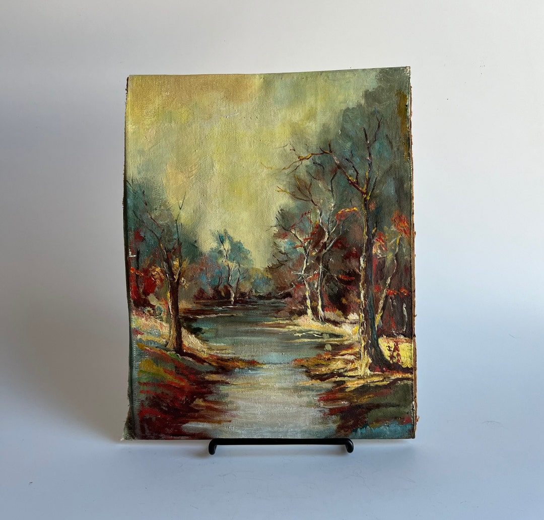 Vintage Original Painting on Canvas Landscape Unmounted No - Etsy