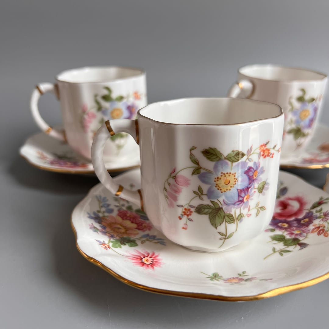 Royal Crown Derby China Derby. Posies Demitasse Cup and Saucer Set - Etsy