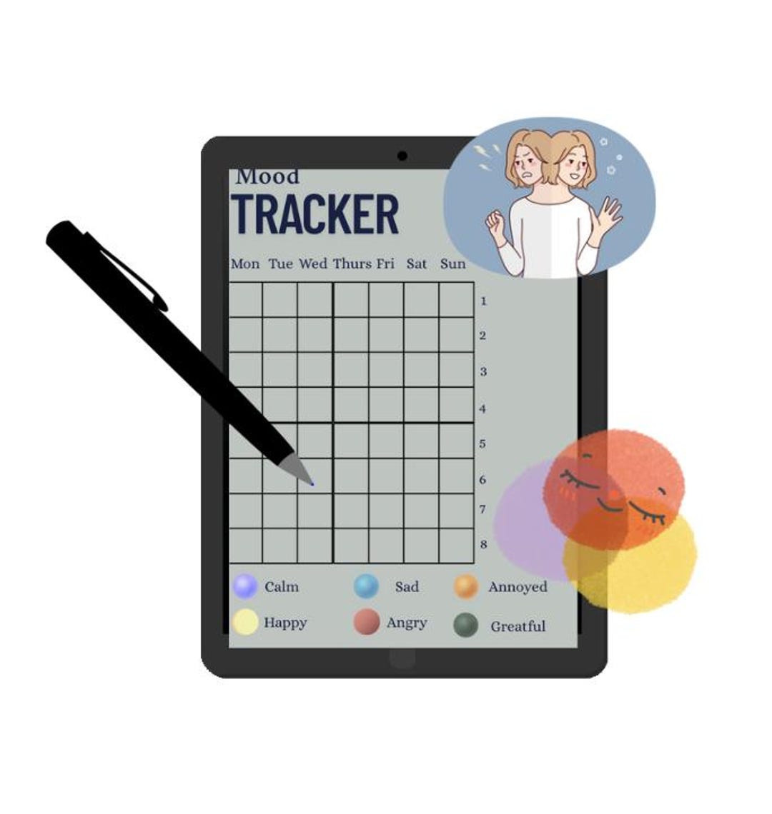 Mood Tracker | Includes 8 Weeks | Color in the Spaces to Track Your ...