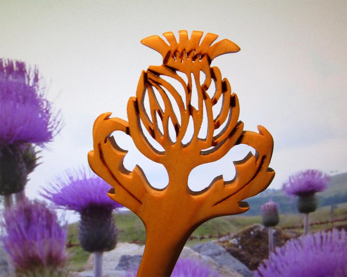 Hair Stick Scottish Thistle Dagger in Maple | Etsy