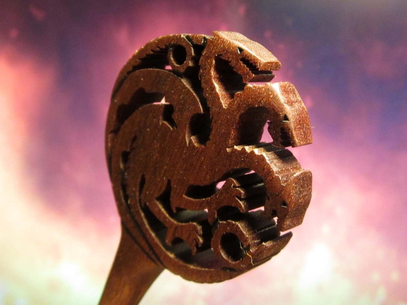 Hair Stick Three Headed Dragon Dagger Hair Toy in Mahogany - Etsy