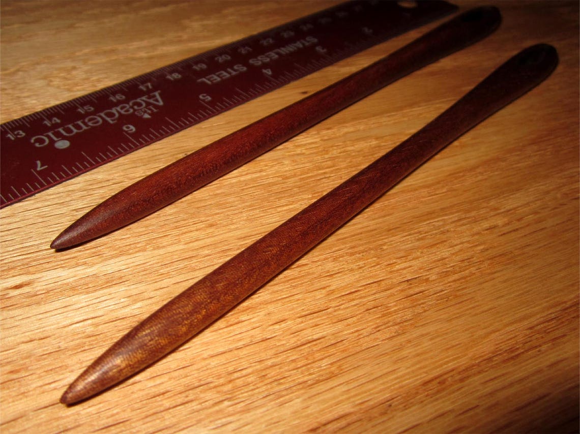 Hair Stick - Sewing Needles in Mahogany - Etsy