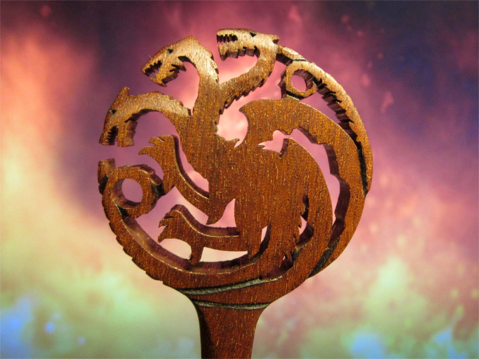 Hair Stick Three Headed Dragon Dagger Hair Toy in Mahogany - Etsy