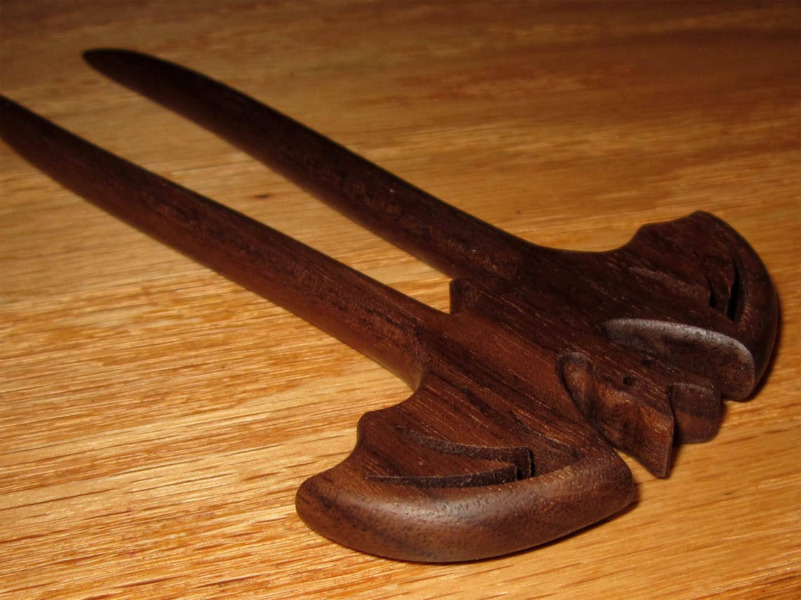 Hair Fork Gothic Bat in Walnut Wood - Etsy