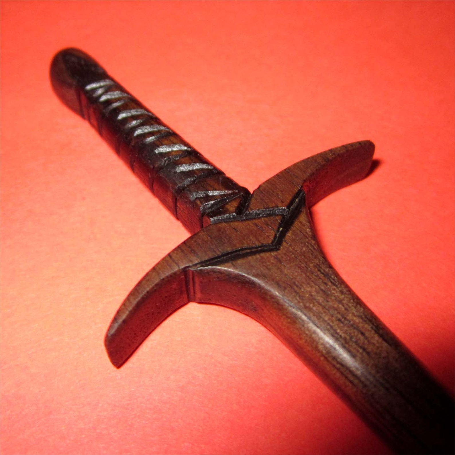 Hair Stick - Fantasy Sword 8 Hair Toy in Walnut Extended 6 Inch Length ...