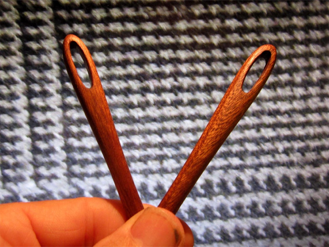 Hair Stick - Sewing Needles in Mahogany - Etsy