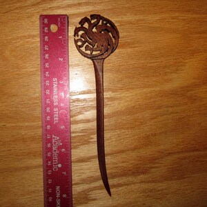 Hair Stick - Three Headed Dragon Dagger Hair Toy in Mahogany Wood - Etsy