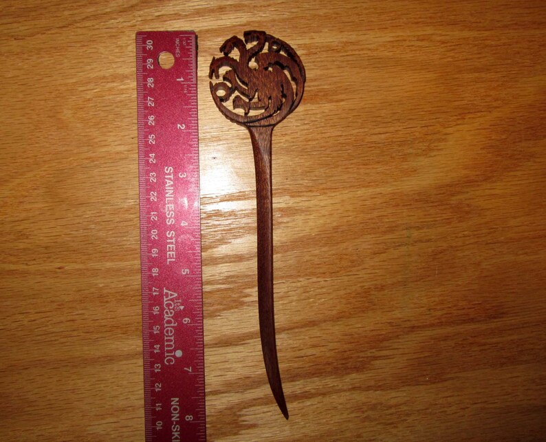 Hair Stick Three Headed Dragon Dagger Hair Toy in Mahogany - Etsy