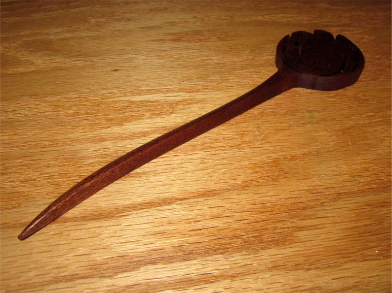 Hair Stick - Three Headed Dragon Dagger Hair Toy in Mahogany Wood - Etsy