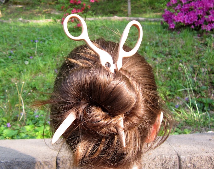 Hair Sticks - Scissors Pair in Maple - Etsy