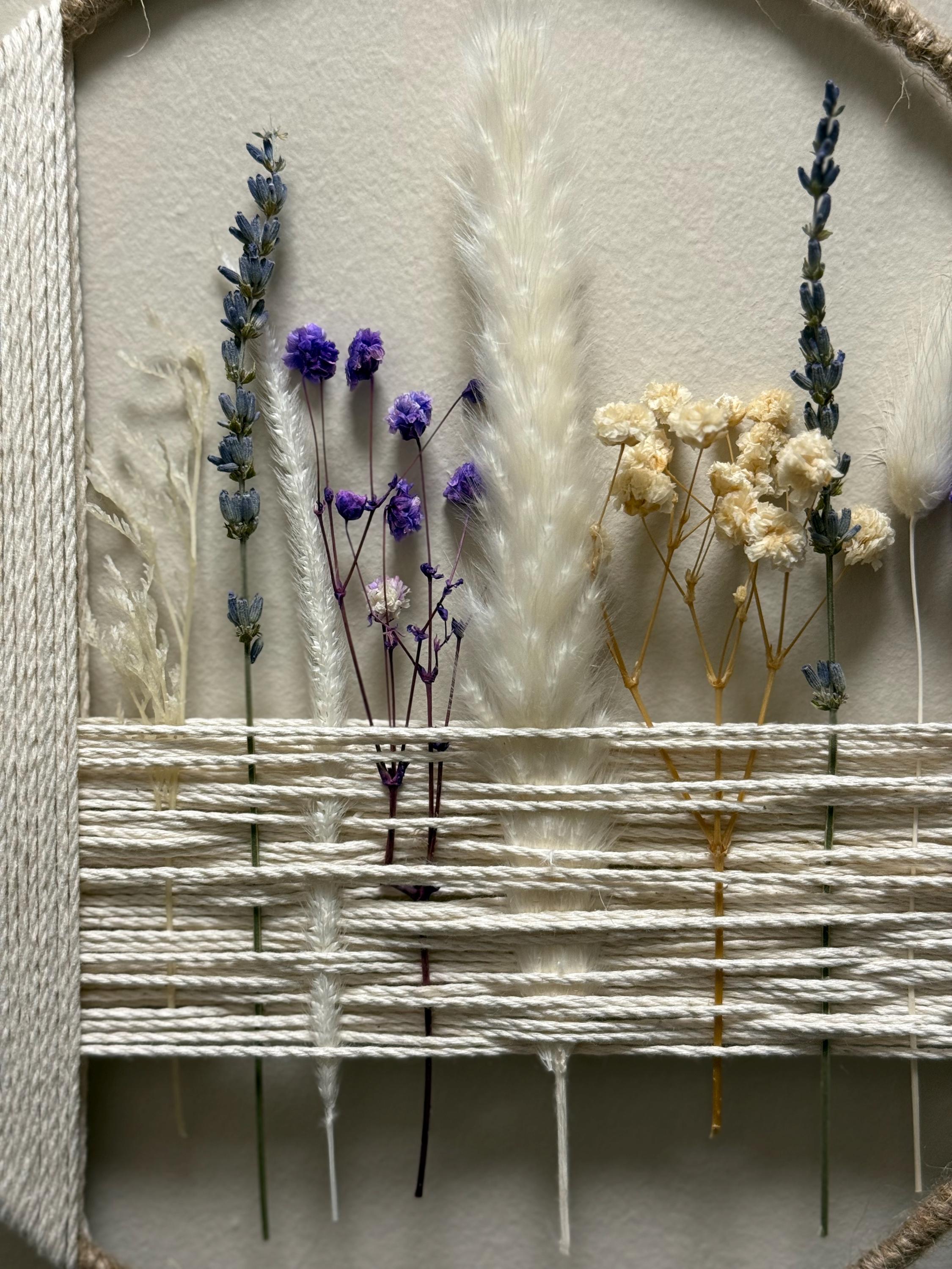 Handmade Hemp Wreath Wall Decor, Dried Floral Arrangement, Neutral Boho ...