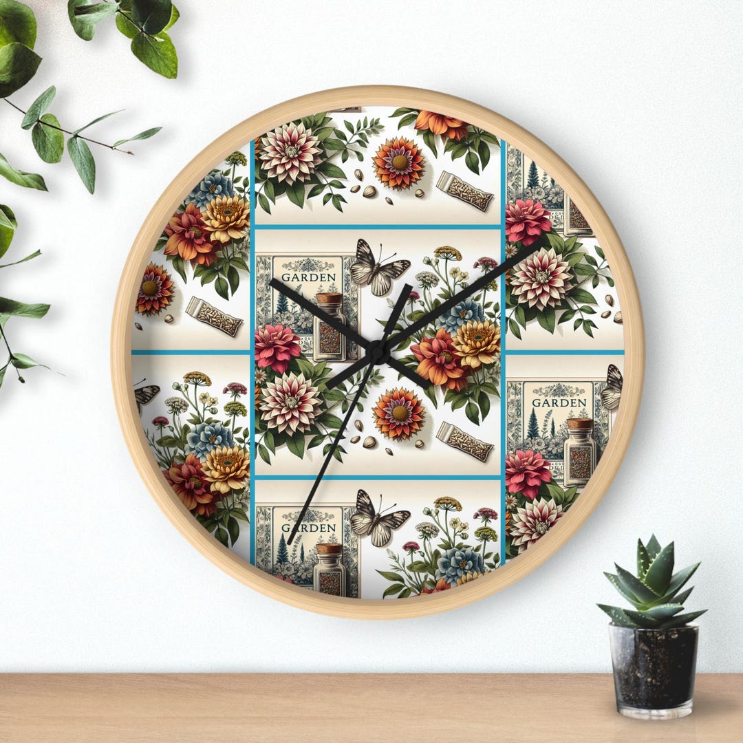 Vintage Floral Garden Wall Clock, Home Decor, Gift for Garden Lovers ...