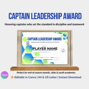 Soccer Captain Award Certificate - Etsy