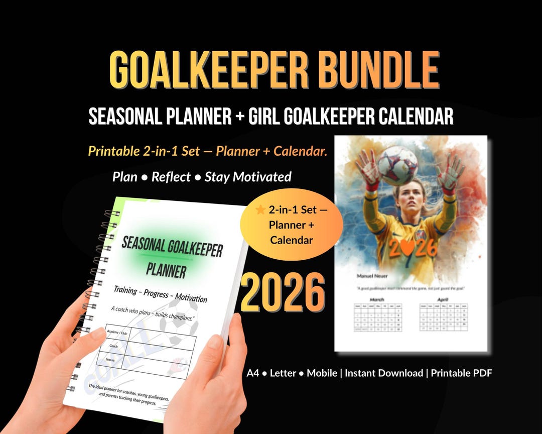 Goalkeeper Planner Bundle | 2026 Calendar, Training Tracker ( PDF) - Etsy