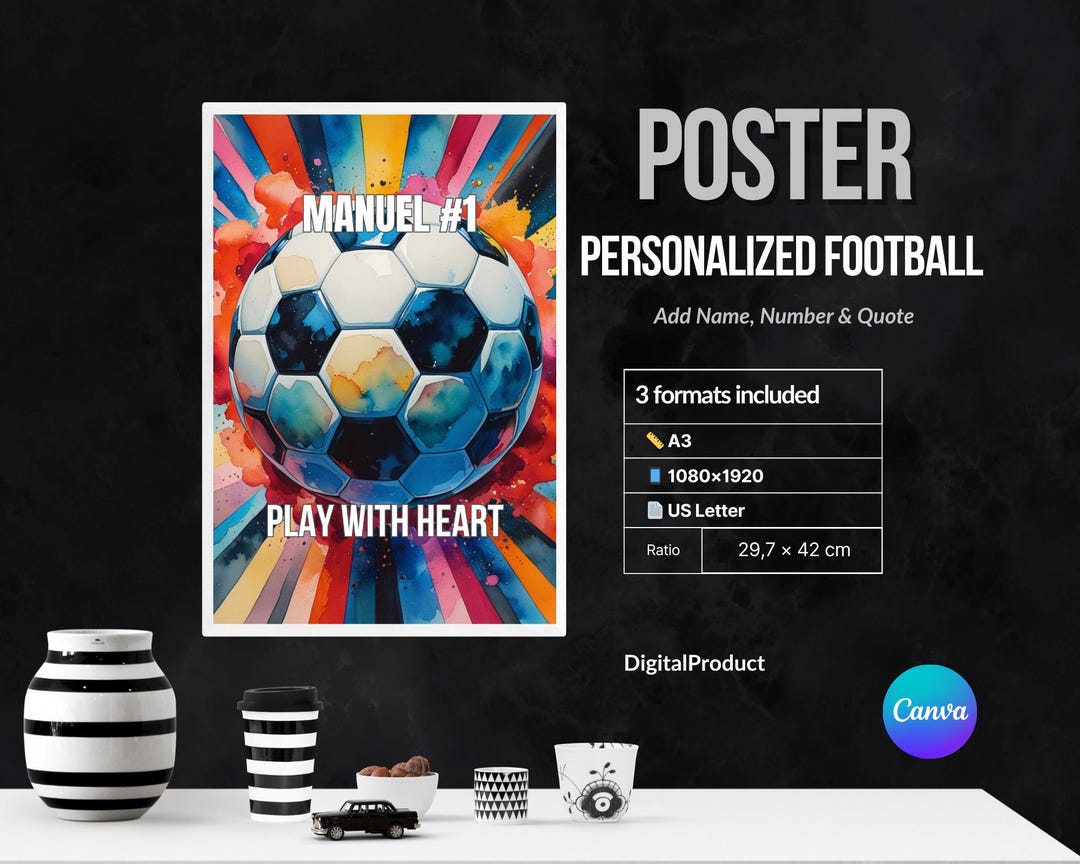Personalized Football Poster | Goalkeeper Wall Art (digital Download ...