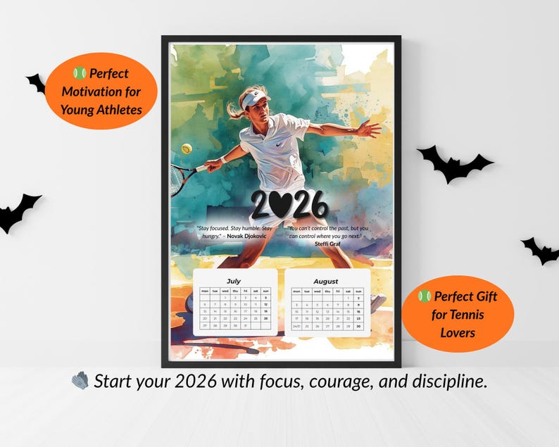 Tennis Mindset Calendar 2026 | Daily Performance Focus | Pro Player ...