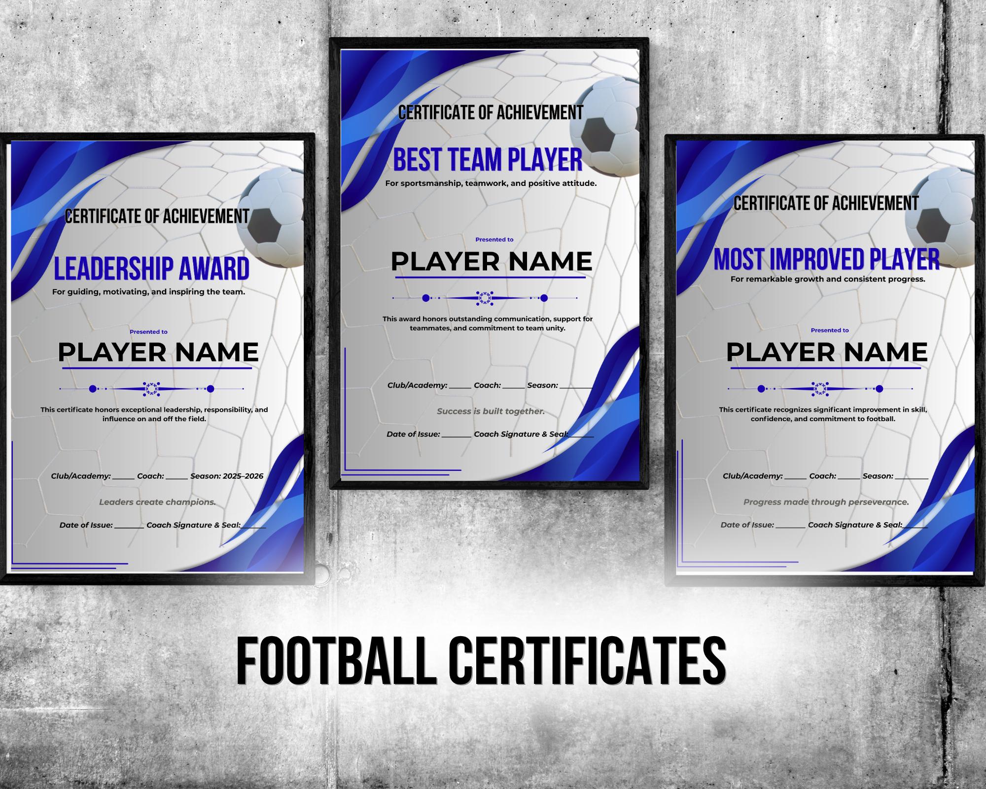 10 Editable Football & Soccer Certificates | Printable Awards - Etsy