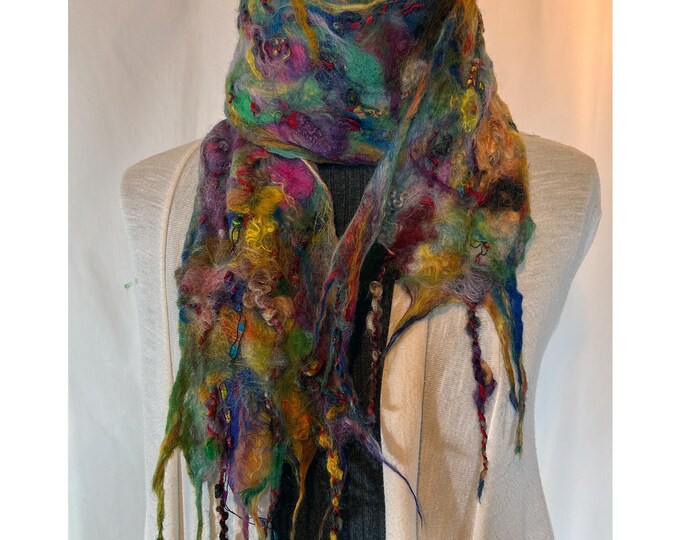 Multicolored Nuno Hand Felted Wool Scarf - Etsy