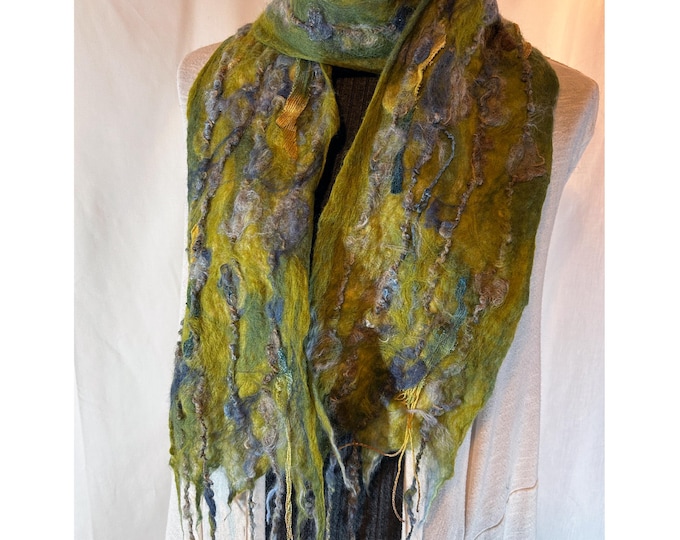 Sea Green and Blue Hand Felted Nuno Scarf - Etsy
