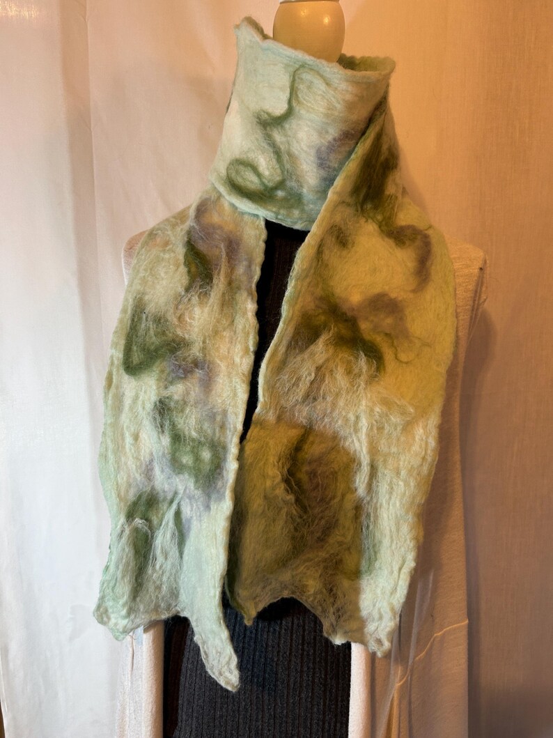 Mint Green Hand Felted Wool Scarf - Etsy