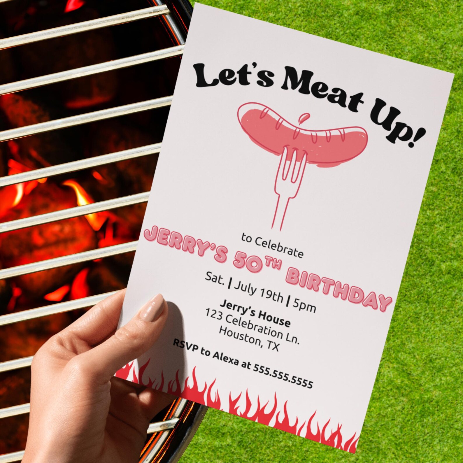 Editable BBQ Birthday Invitation Template | Grill Party | Backyard ...