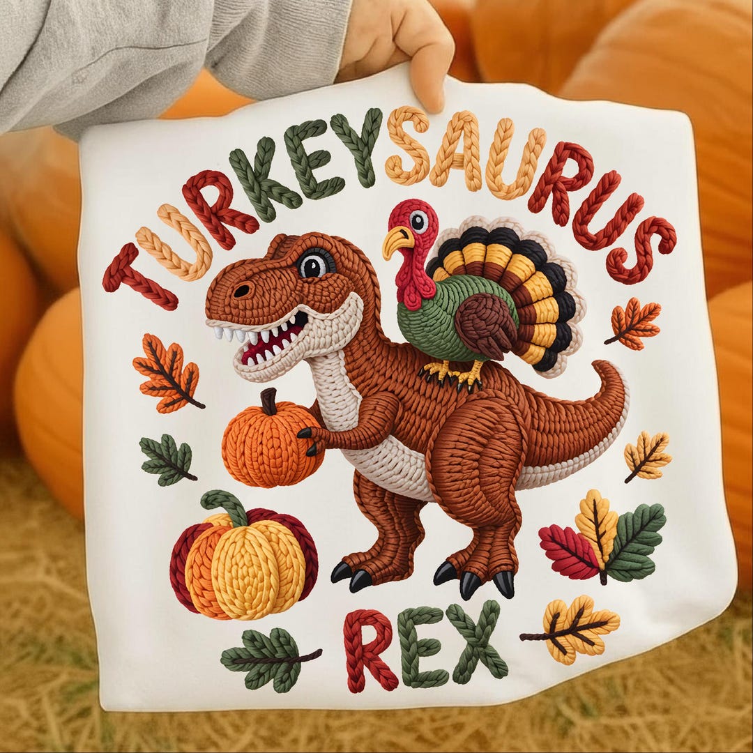 Thanksgiving Yarn Crochet, Dinosaur Thanksgiving Png, Turkey Saurus Rex ...