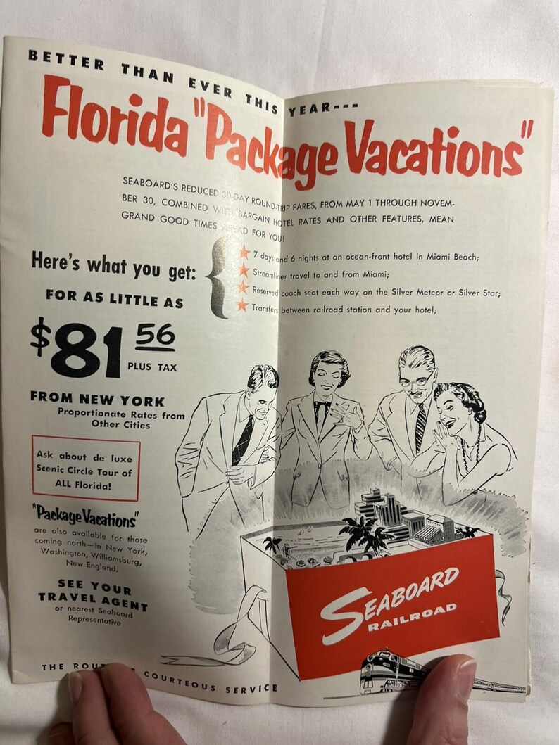 1955 Seaboard Railroad Time Tables Maps Florida Train Schedule Routes ...