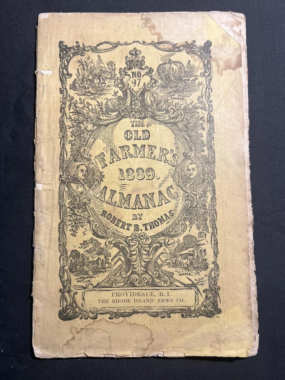 1889 Old Farmers Almanac Robert Thomas Calendar Riddles Wit Humor New ...